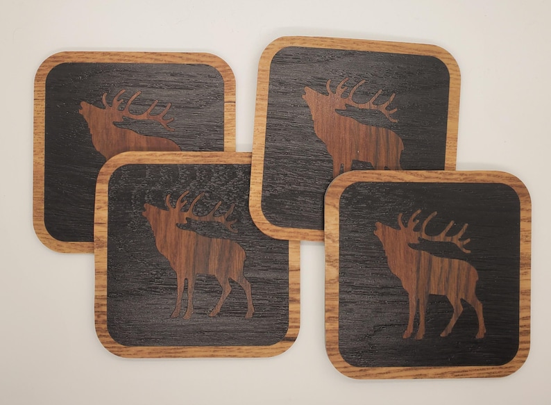 Handcrafted Elk Silhouette Coasters - Etsy