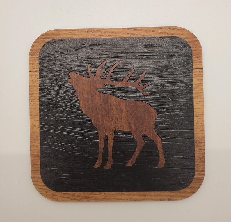 Handcrafted Elk Silhouette Coasters - Etsy