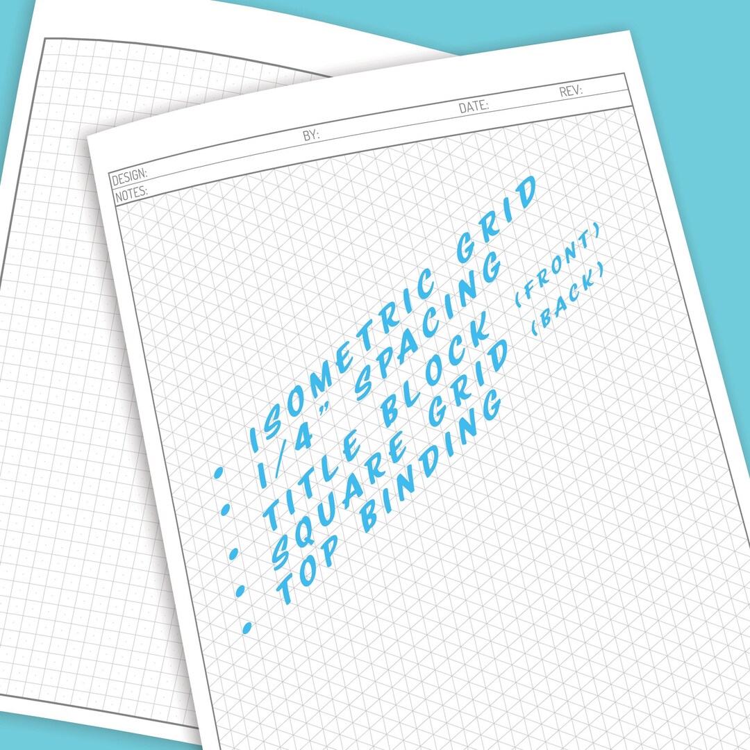 Isometric Graph Paper, Top Bind W/ Titleblock (front), Square Graph on ...