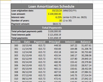 Loan Amortization Schedule up to 30-year Loan Amortization Calculator ...