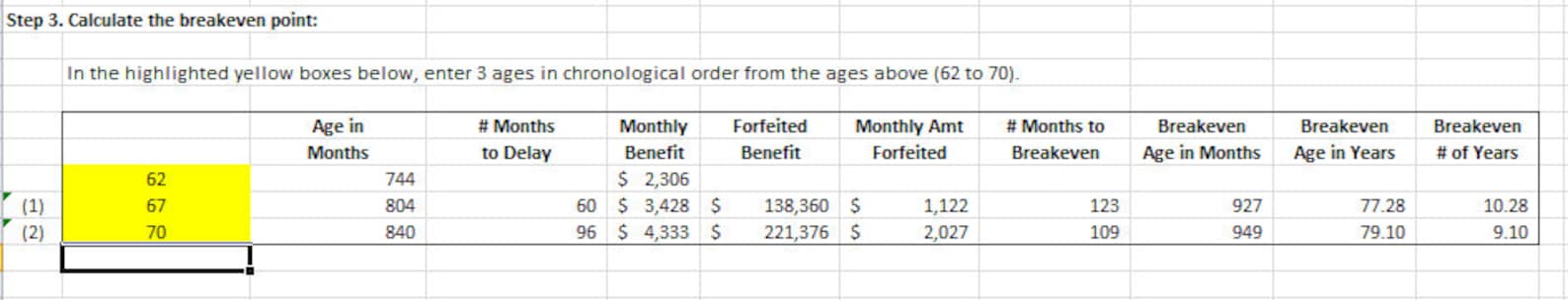 Social Security Break Even Calculator - Digital Download - Excel ...