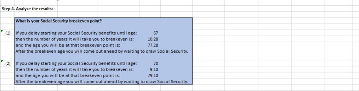 Social Security Break Even Calculator - Digital Download - Excel ...