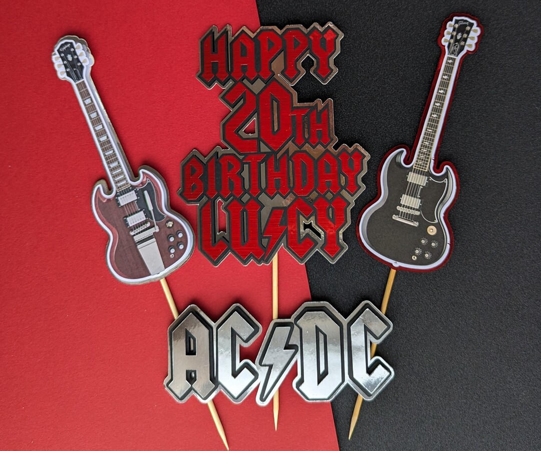 Rock Band Guitar Themed Cake Topper - Etsy