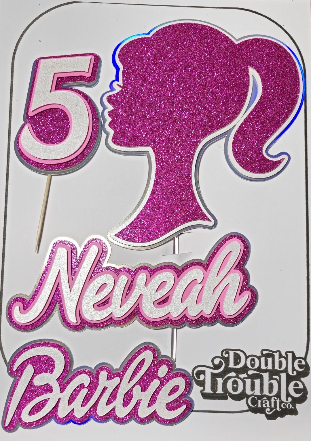 Fashion Doll Barbie Themed Cake Topper Set Personalised Glitter ...