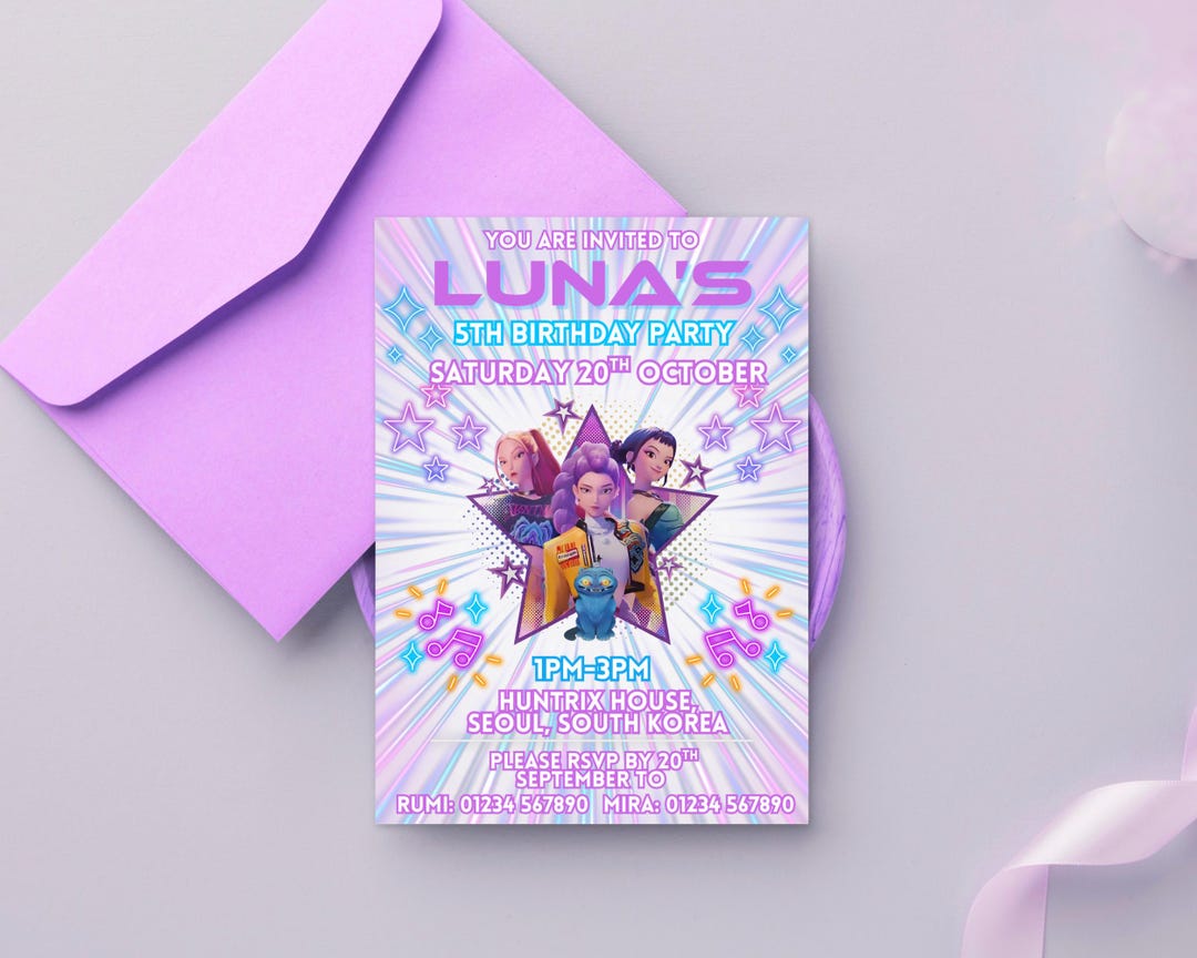 KPDH K-POP Inspired Girl Band Party Invite Digital File Only - Etsy