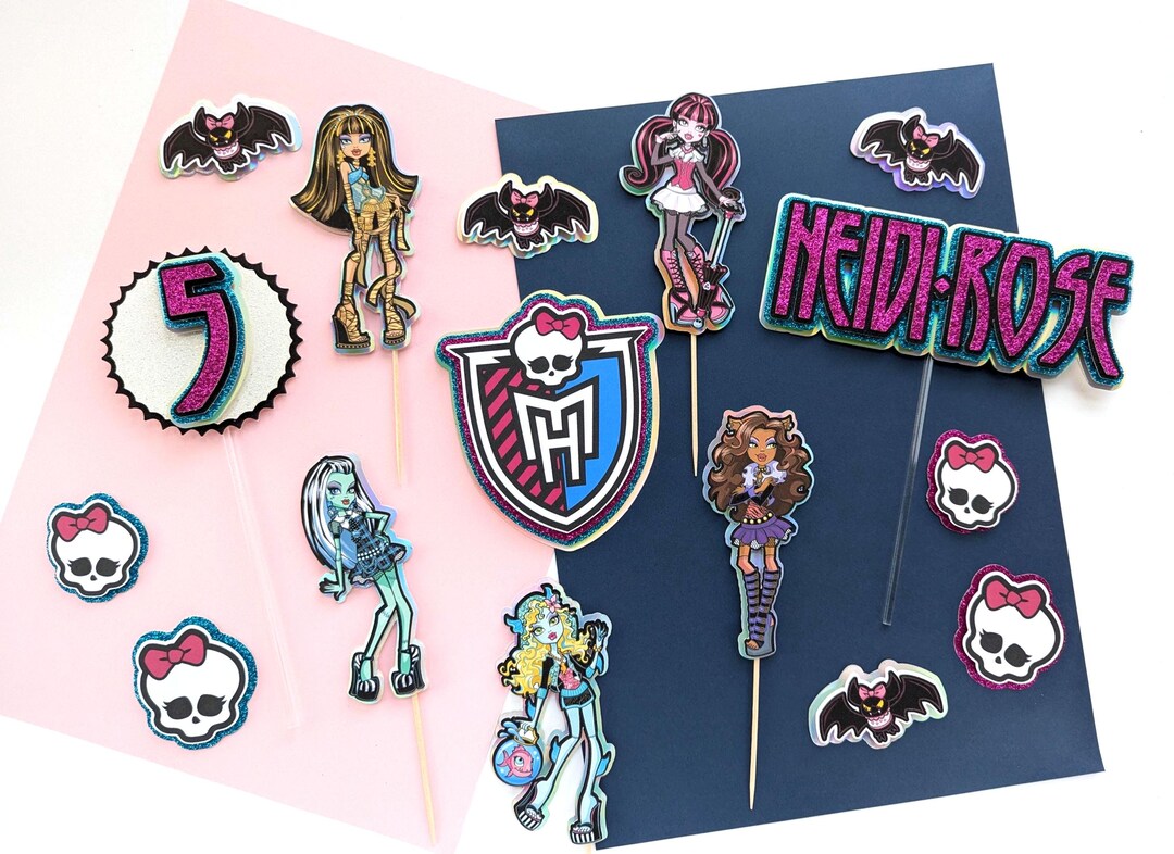 Monster High Themed Cake Topper Set Personalised Birthday Cake Topper ...