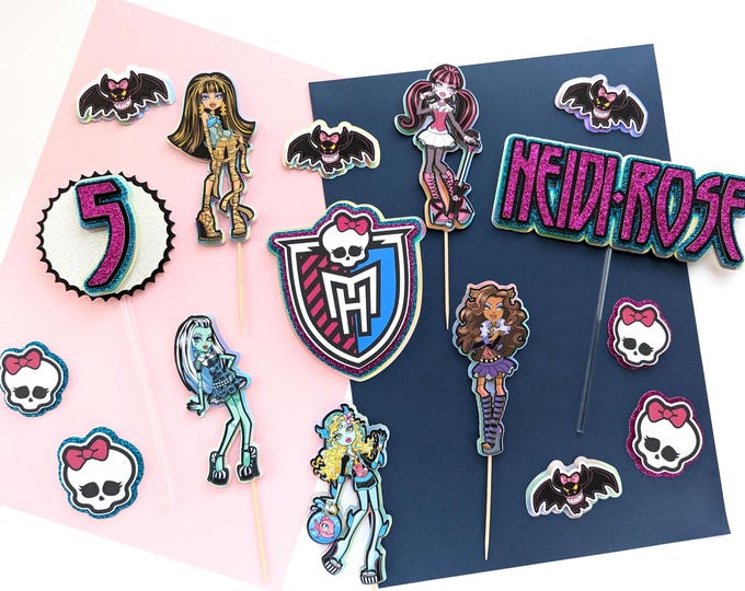 Monster High Cake Topper Set, Kids TV Themed Party Decorations, Fashion ...