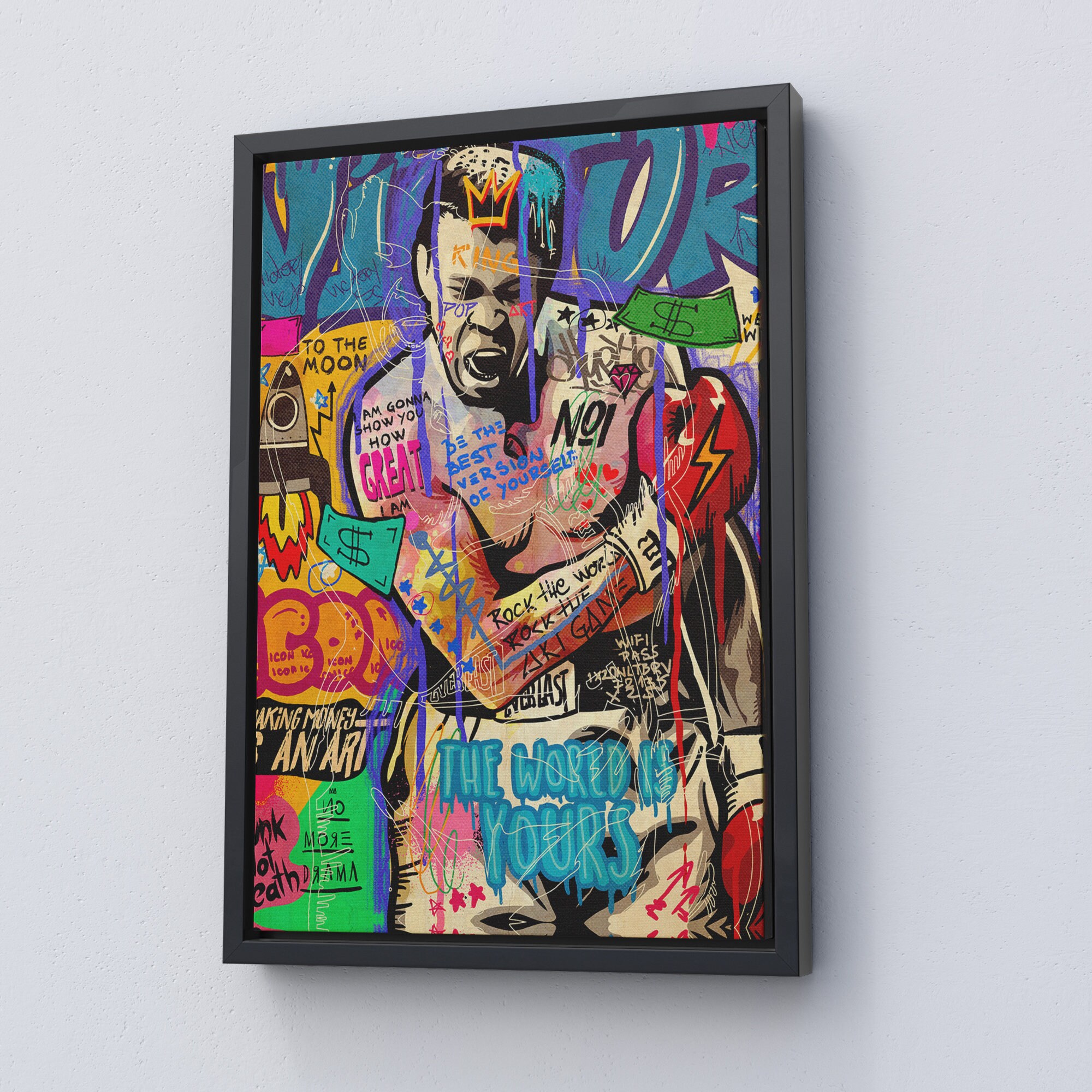 Muhammad Ali Pop Art Canvas, Pop Art Wall Painting, Graffiti Boxing ...