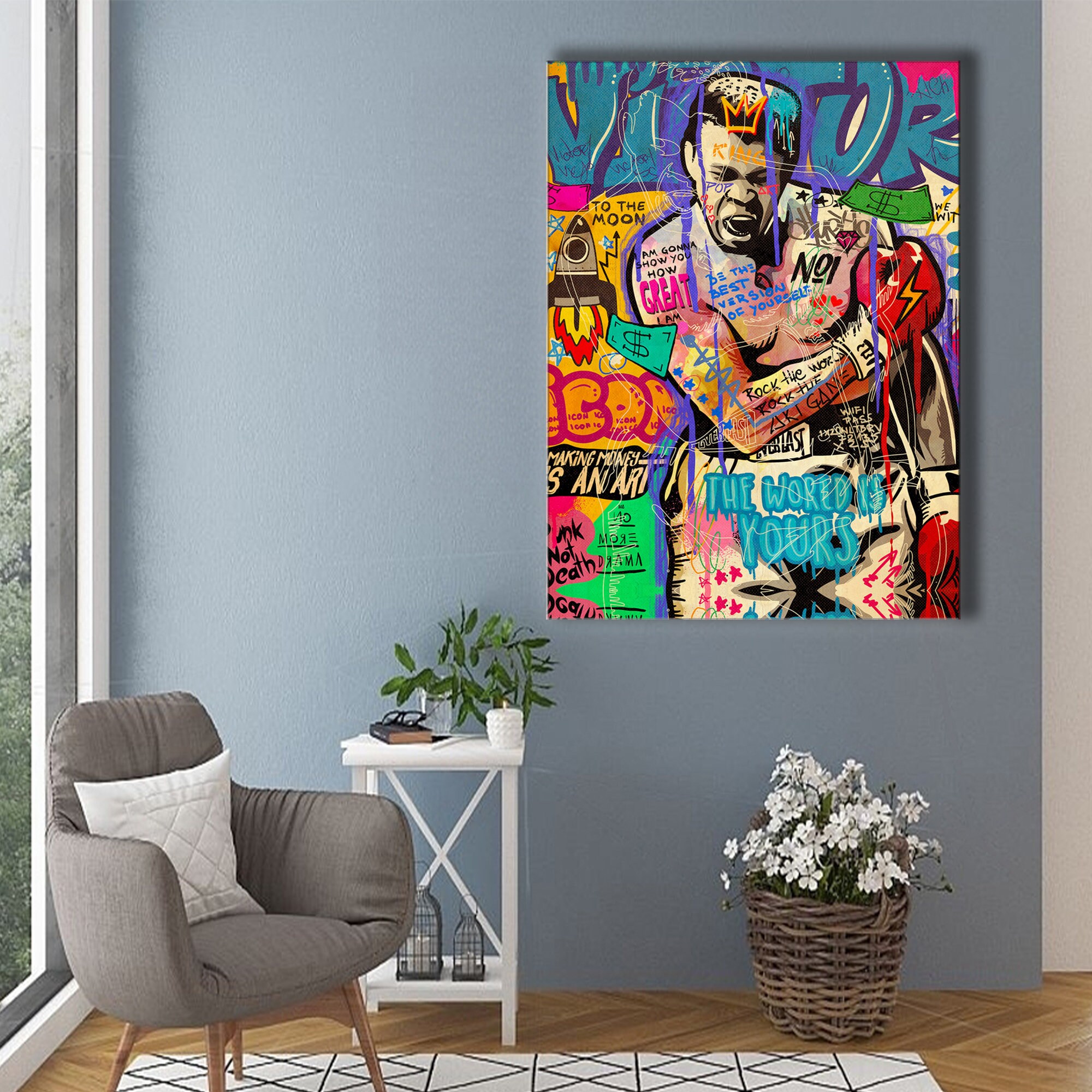 Muhammad Ali Pop Art Canvas, Pop Art Wall Painting Graffiti Street Art ...