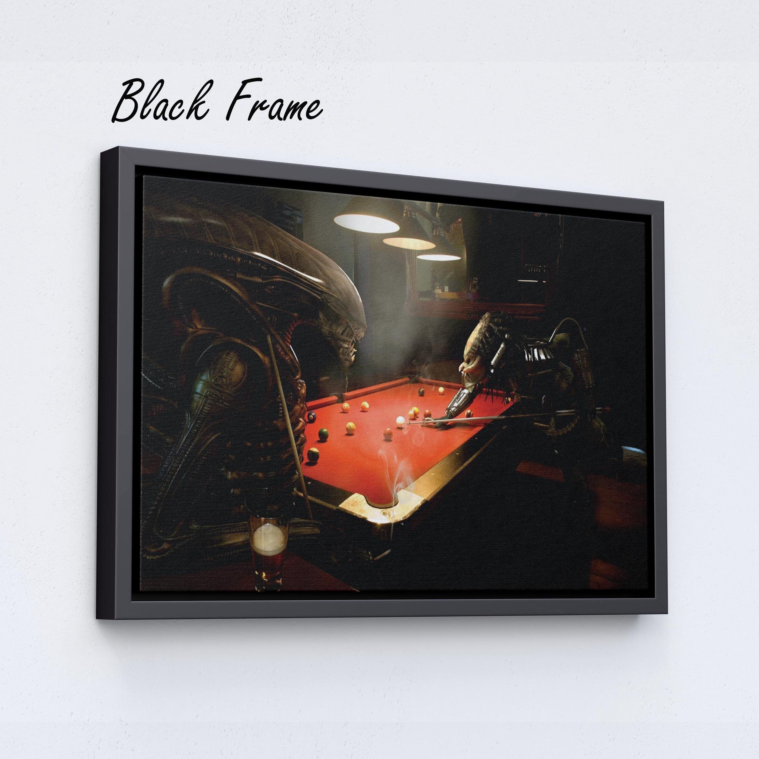 Alien Vs Predator Playing Pool Match Canvas, Alien Art Canvas, Playing ...