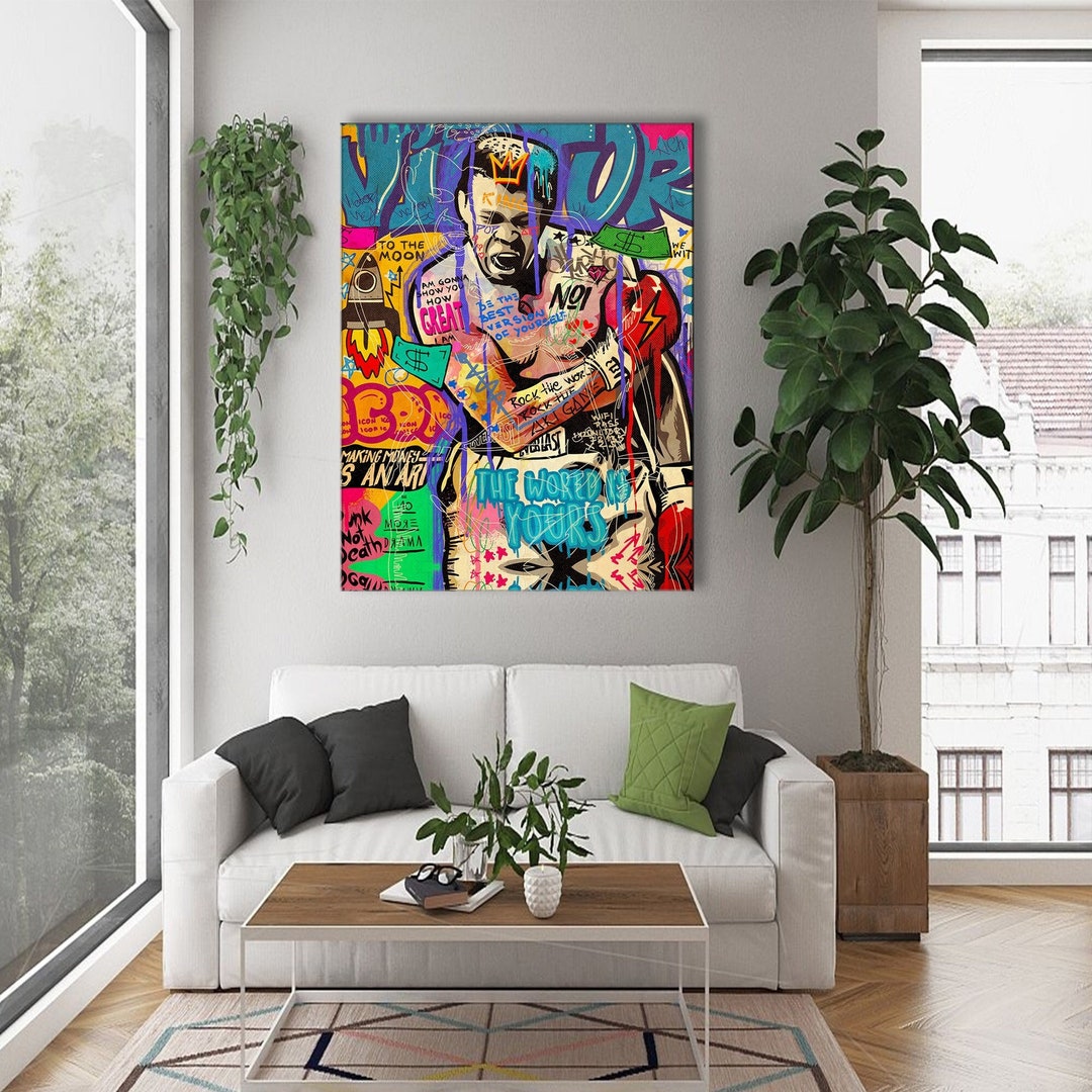 Muhammad Ali Pop Art Canvas, Pop Art Wall Painting, Graffiti Boxing ...