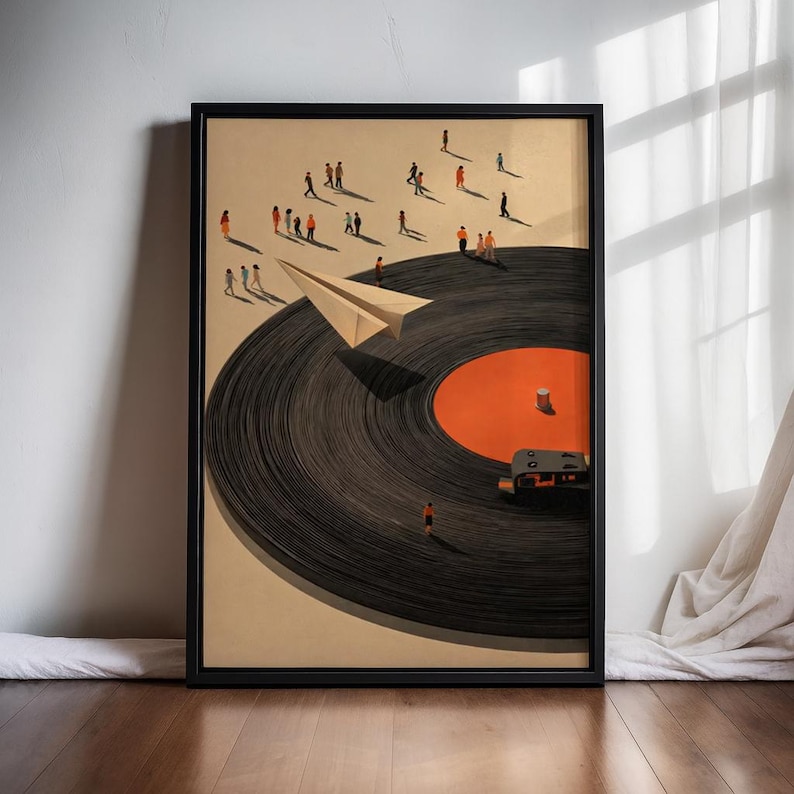 Vinyl Record Concept Wall Art, Minimal Music Illustration Poster ...