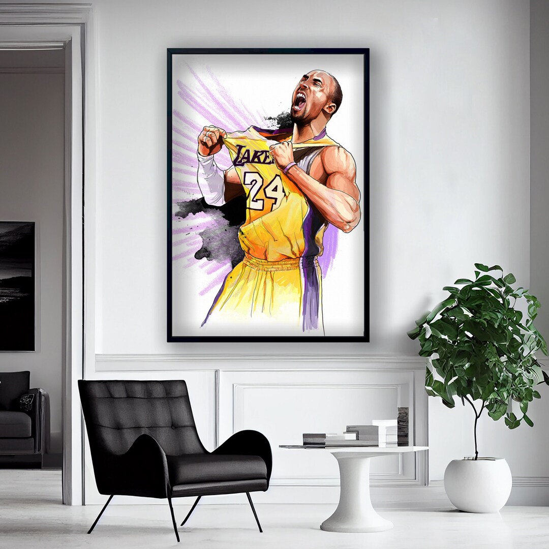 Kobe Bryant Screaming and Shooting Jersey, Ready to Hang, Framed Pop ...