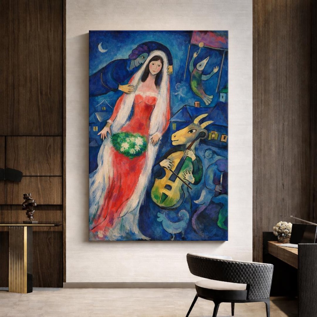 Tela de Marc Chagall, Arte de Parede Noiva e Cabra, Pôster Chagall La ...