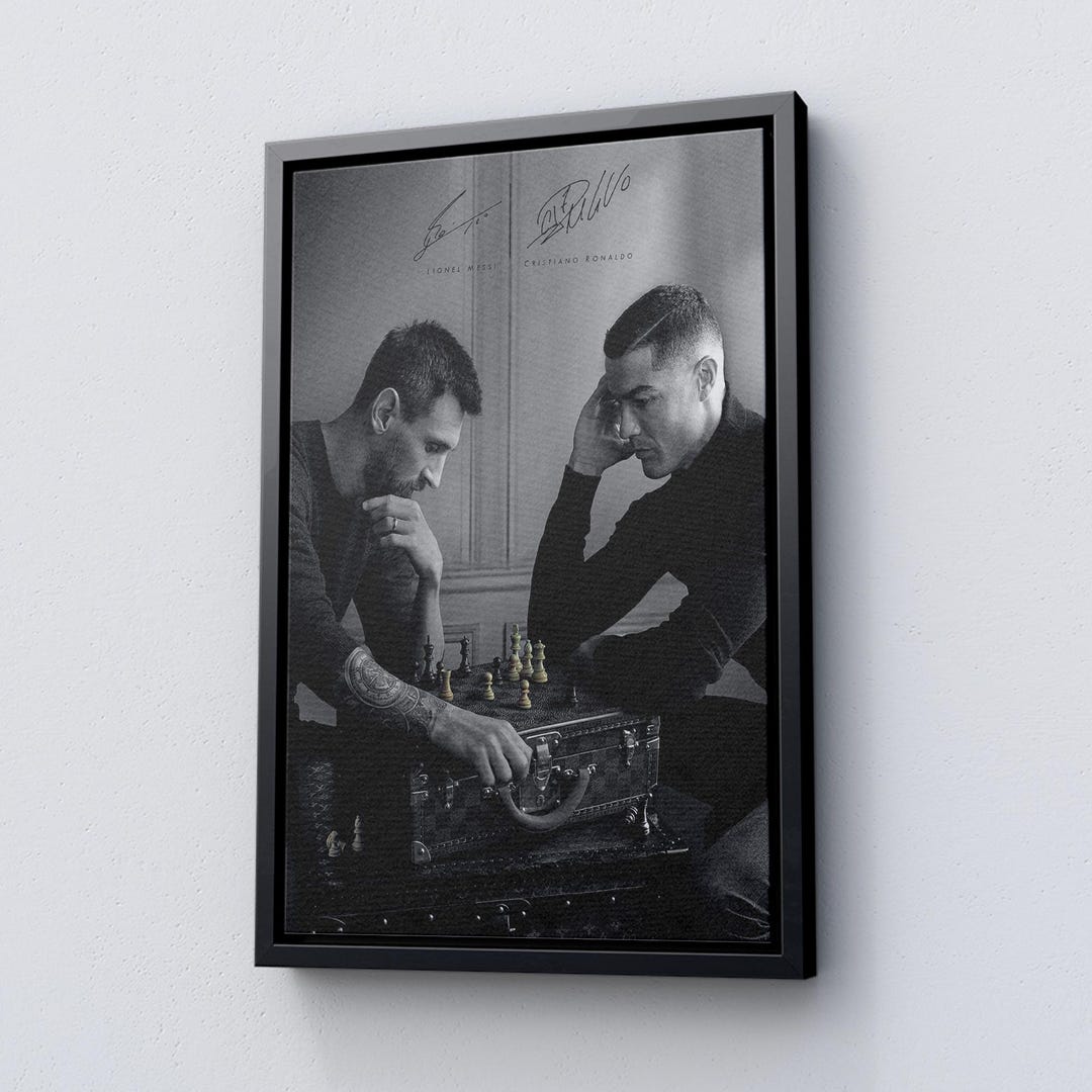 Lionel Messi and Ronaldo Playing Chess, Messi Wall Art, Ronaldo Poster ...