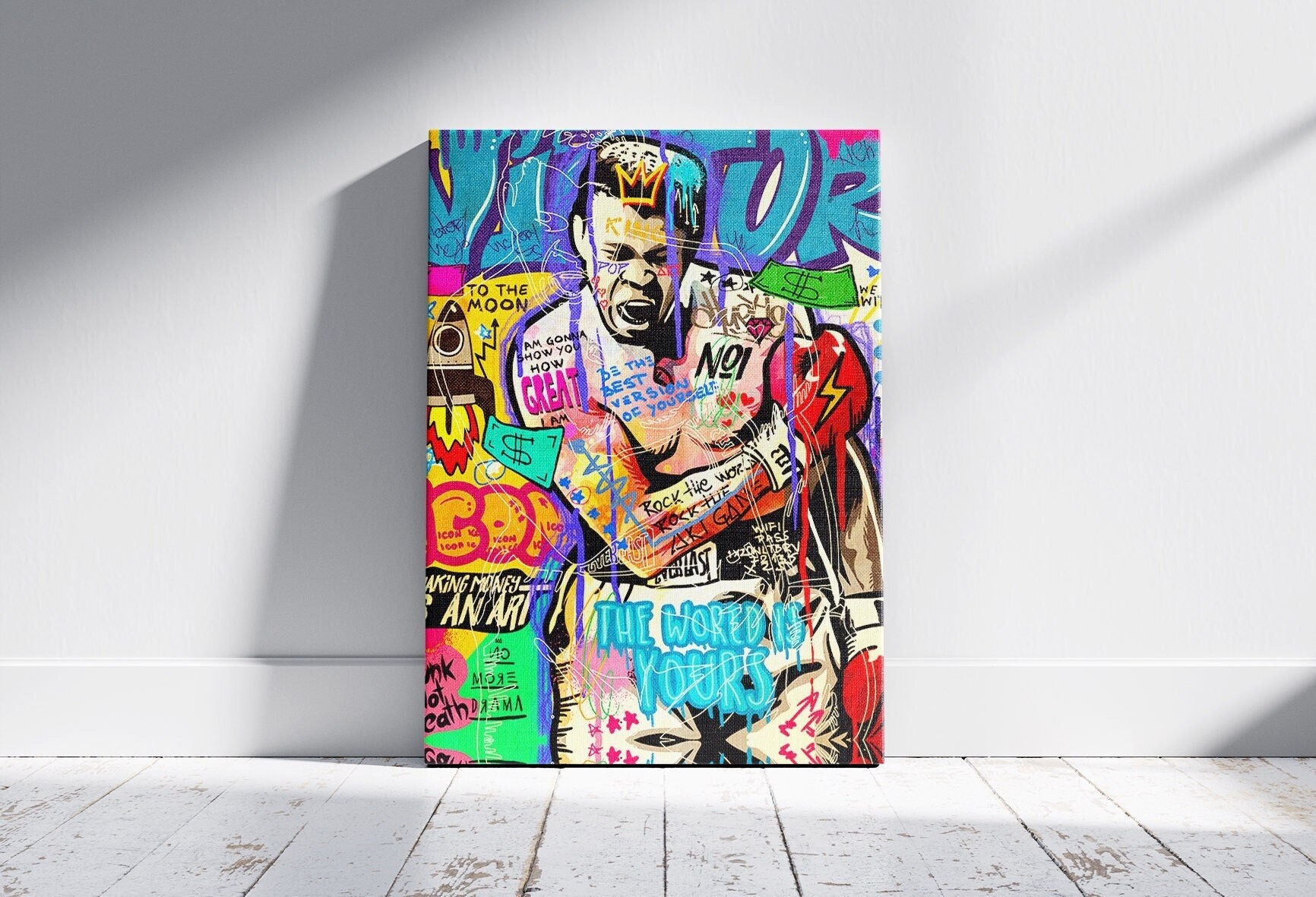 Muhammad Ali Pop Art Canvas, Pop Art Wall Painting Graffiti Street Art ...