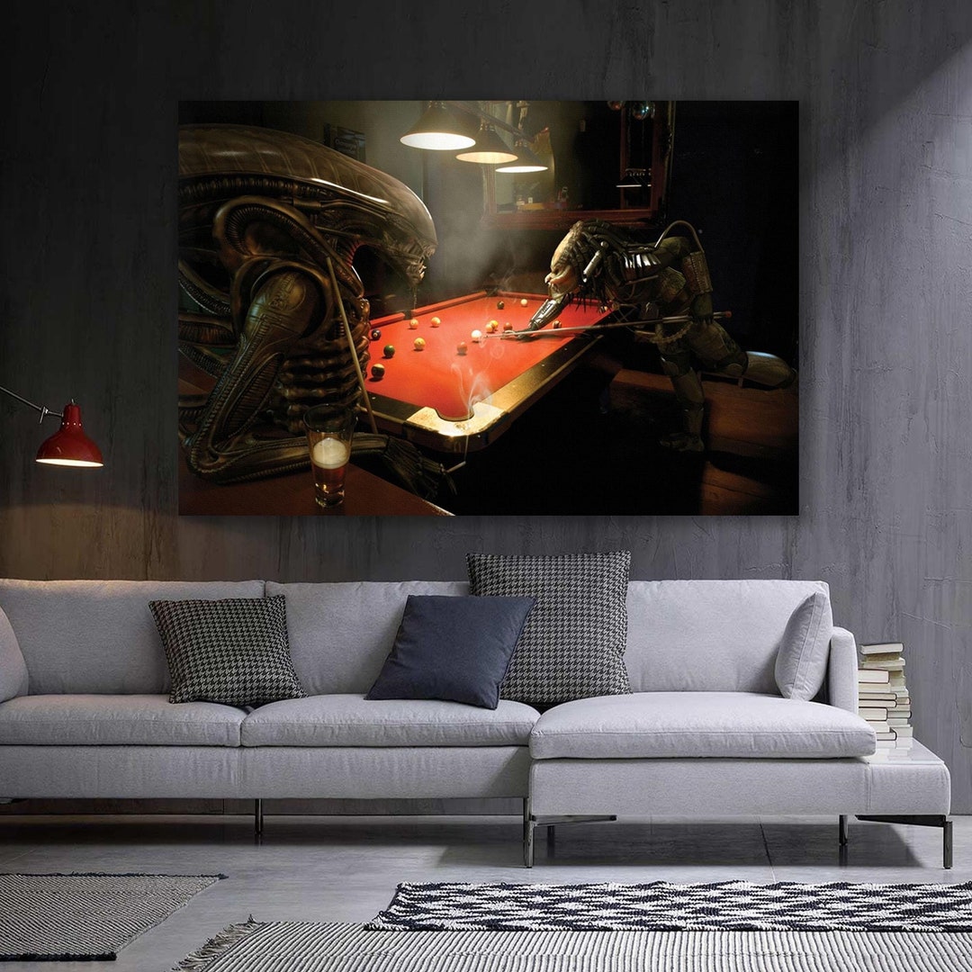 Alien Vs Predator Play Pool Canvas, Alien Art Canvas, Wall Decor Art ...