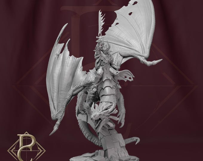 White Dragon With Rider Thakron and Raugar (32mm Scale) - Etsy