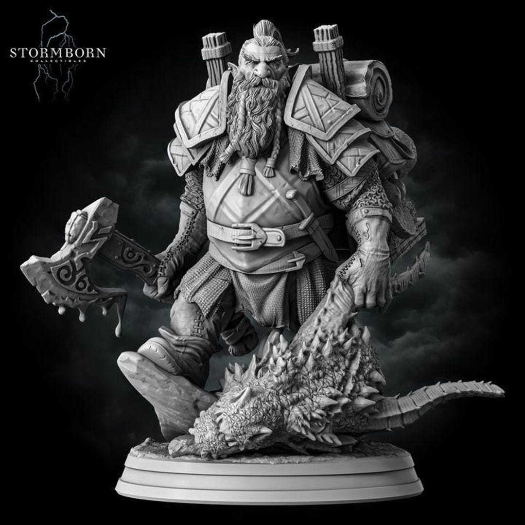 Dwarven Dragon Hunter (32mm and 75mm Scale) - Etsy