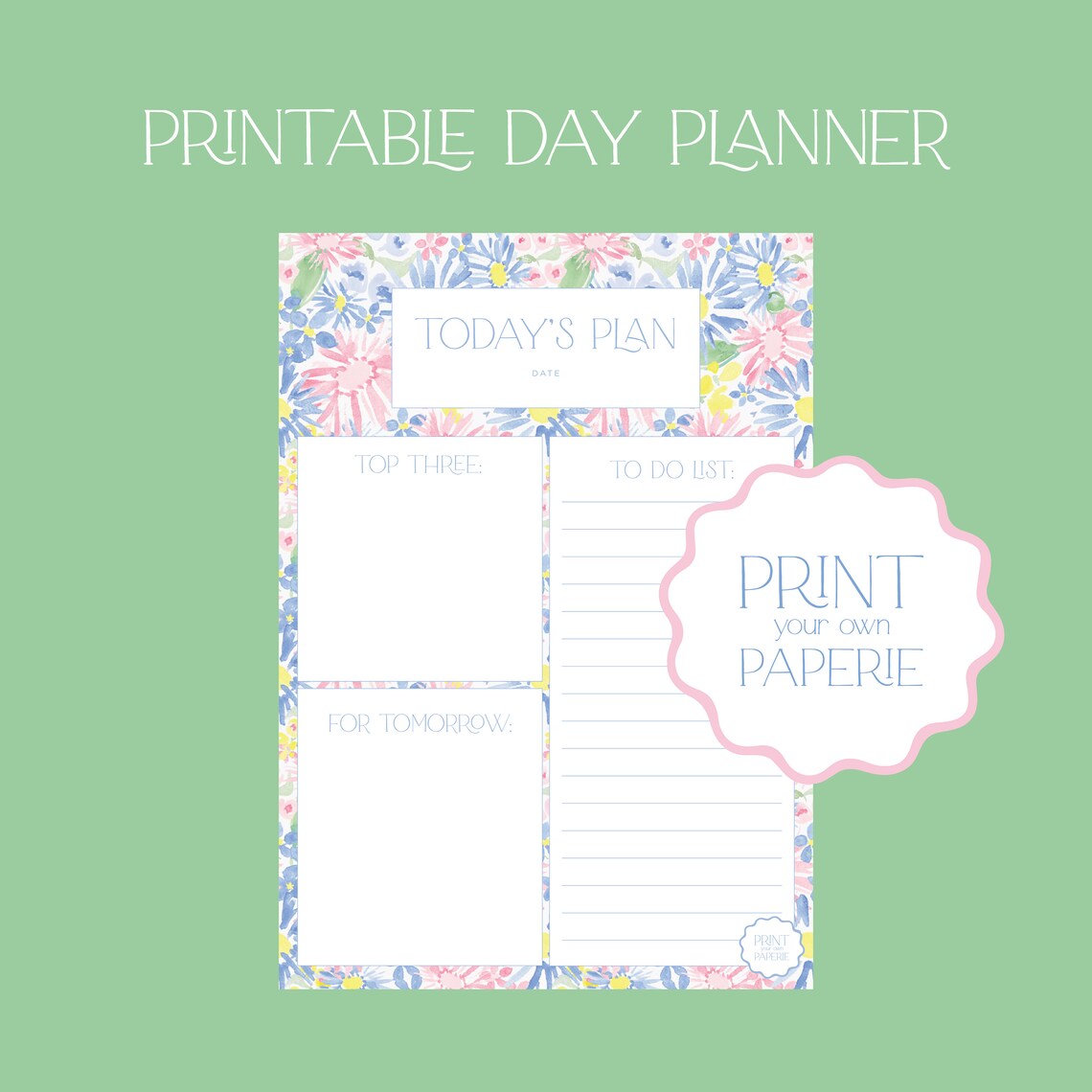 Watercolor Pastel Floral Daily Planner Printable, Printable Daily ...