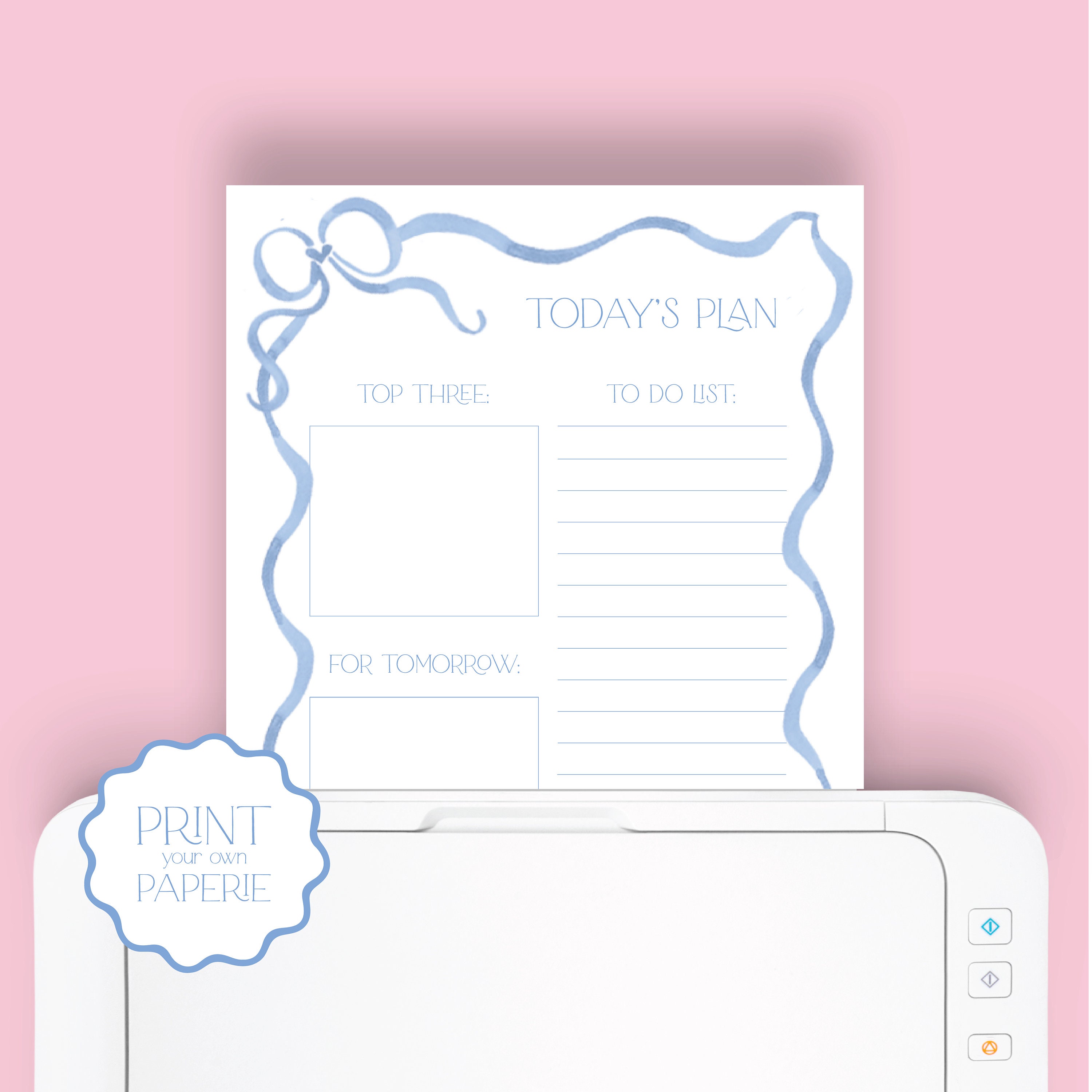 Watercolor Bow Border Day Planner Printable, Printable Daily Planner ...