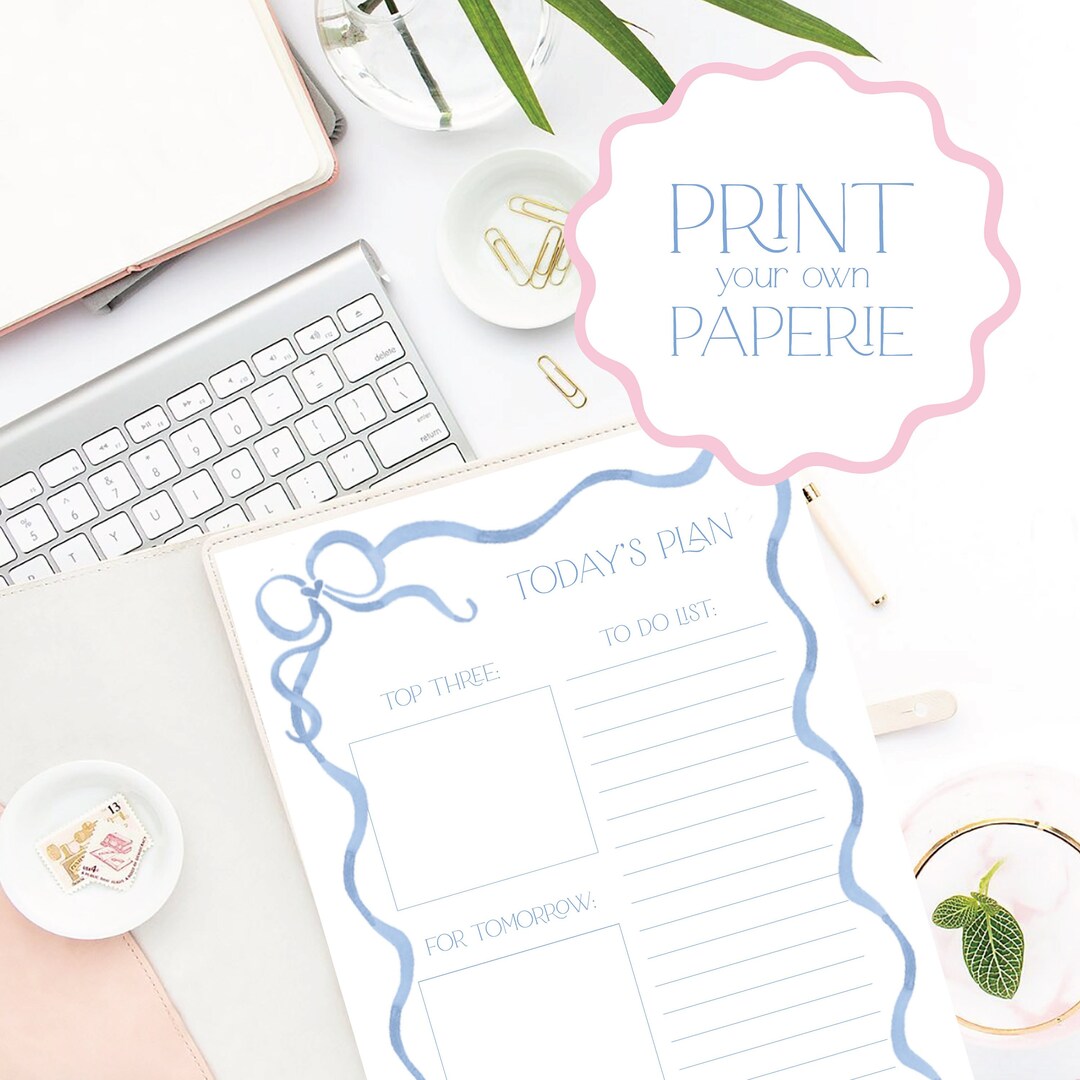Watercolor Bow Border Day Planner Printable, Printable Daily Planner ...