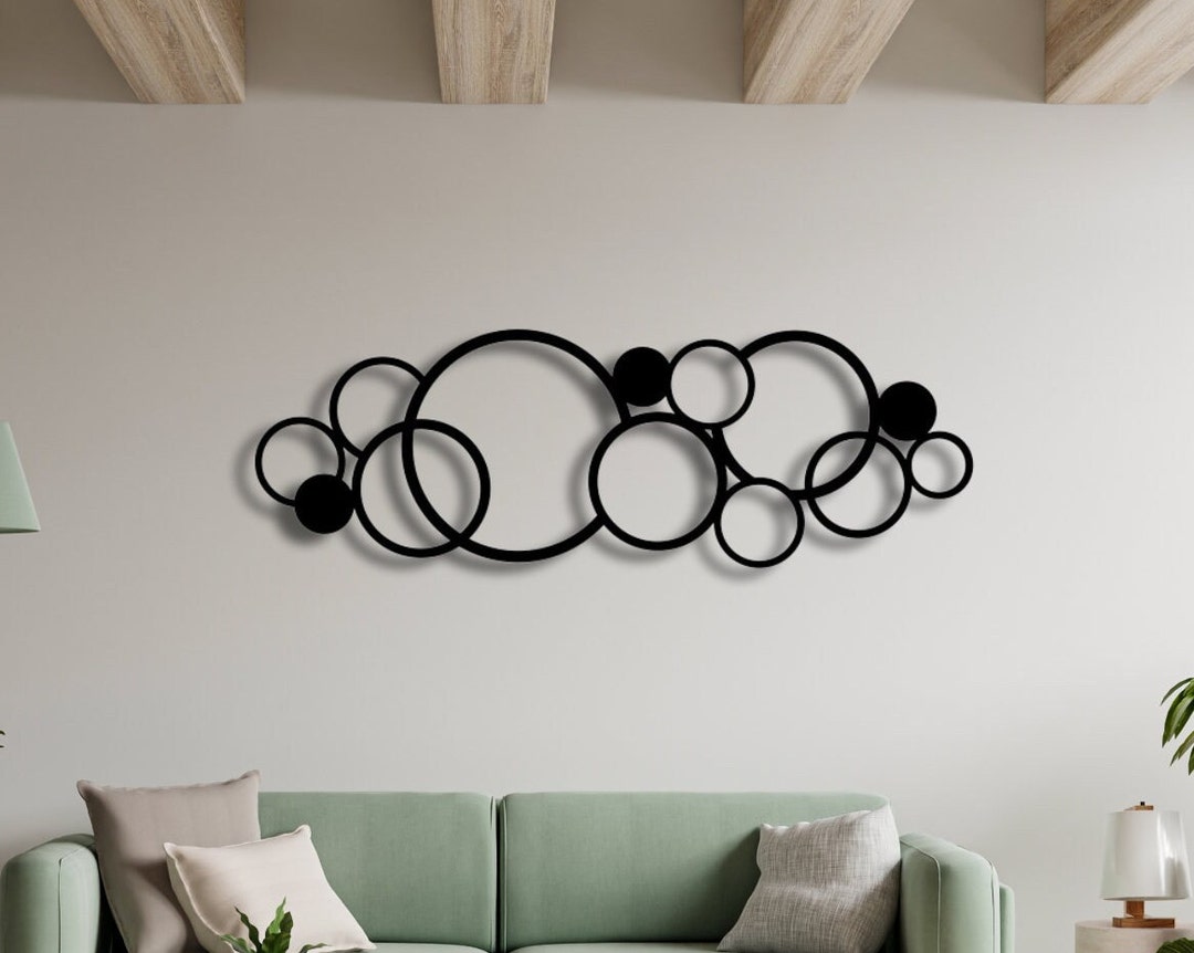 Circles Metal Wall Art, Geometric Wall Art, Circular Wall Art, Bedroom ...