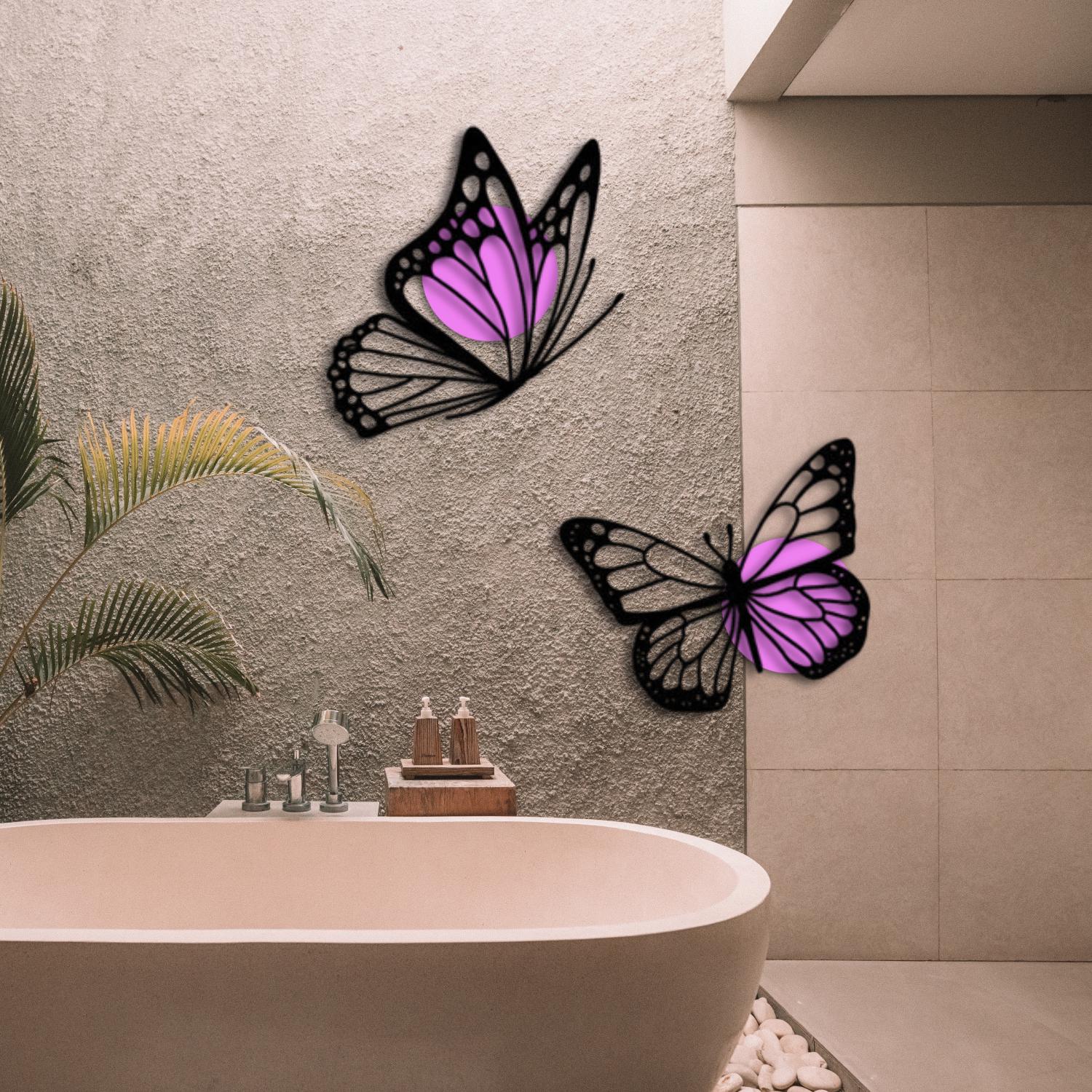 Wall Art Set of 2, Butterfly Metal Wall Art, Colorful Butterfly Wall ...