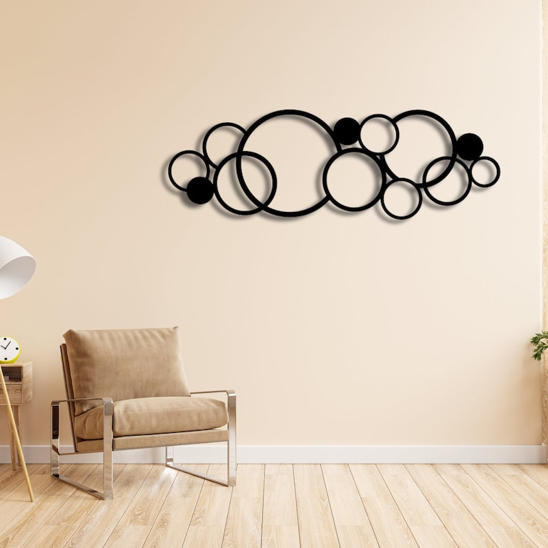 Circles Metal Wall Art, Geometric Wall Art, Circular Wall Art, Bedroom ...