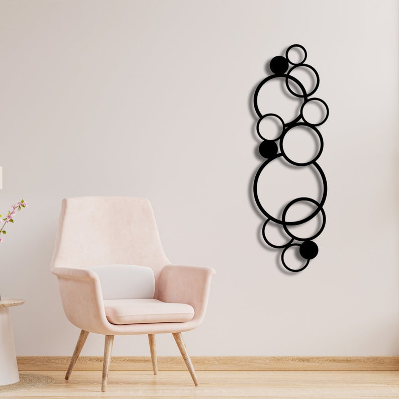 Circles Metal Wall Art, Geometric Wall Art, Circular Wall Art, Bedroom ...
