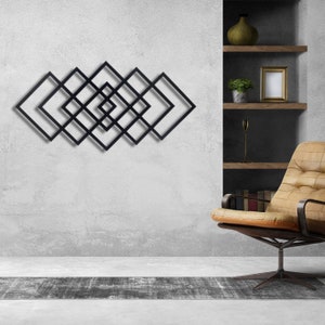 Double Square Wall Decor, Square Metal Wall Art, Living Room Wall Art ...