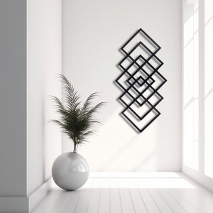 Double Square Wall Decor, Square Metal Wall Art, Living Room Wall Art ...
