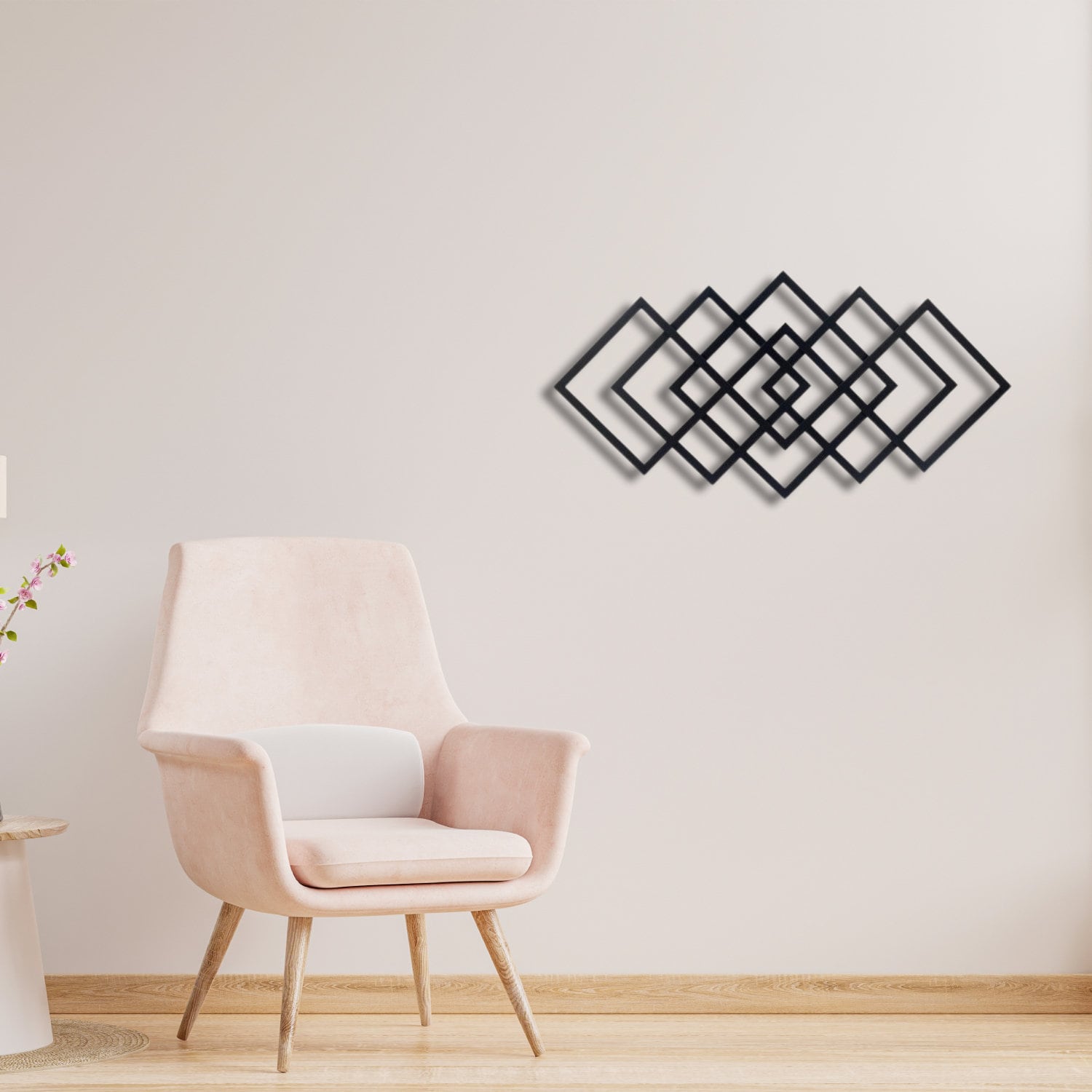 Double Square Wall Decor, Square Metal Wall Art, Living Room Wall Art ...