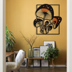 Colorful Mushroom Sign, Inspired Mushroom, Metal Wall Art, Botanical ...