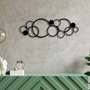 Circles Metal Wall Art, Geometric Wall Art, Circular Wall Art, Bedroom ...