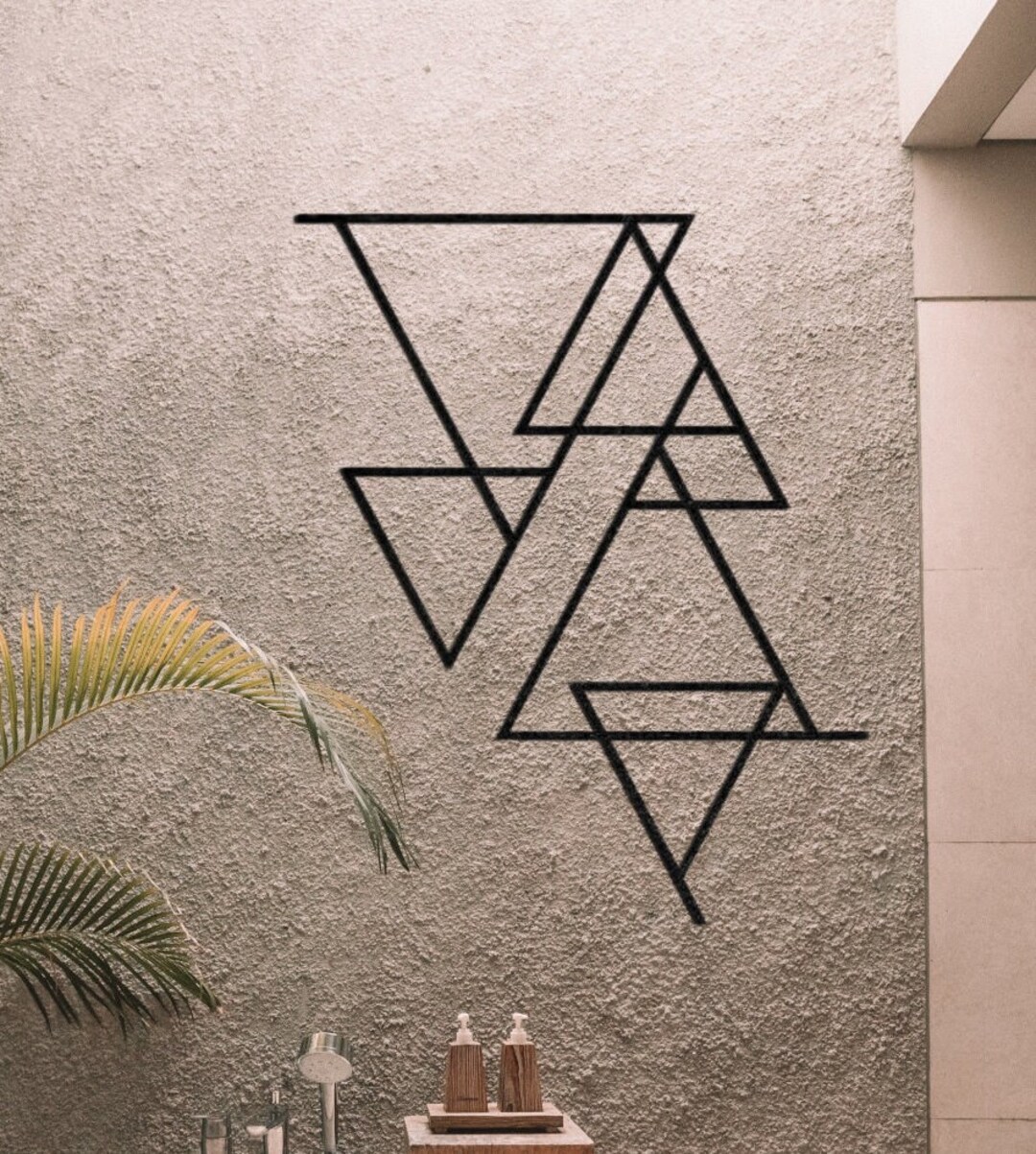 Geometric Wall Decor, Triangles Metal Wall Art, Modern Large Wall Decor ...