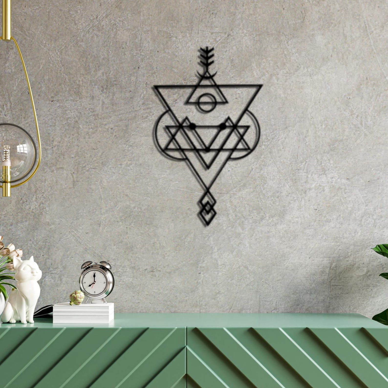 Geometric Wall Decor, Triangles Metal Wall Art, Modern Large Wall Decor ...