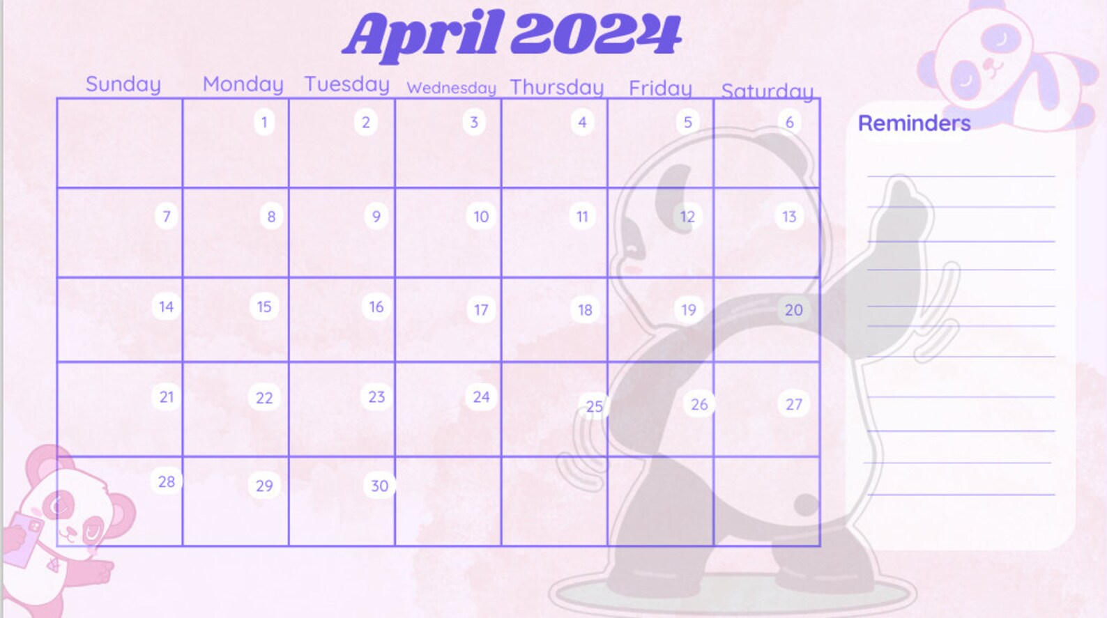 Back-to-school 2024 Monthly Calendar Bear Design Monday to Sunday ...
