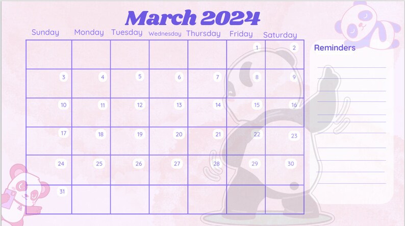 Back-to-school 2024 Monthly Calendar Bear Design Monday to Sunday ...