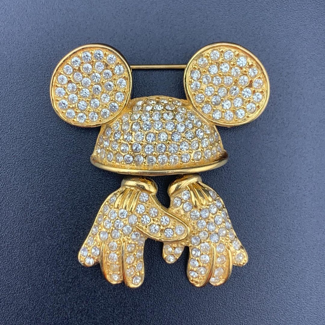 Napier Disney Pave Rhinestone Mickey Mouse Hat Gloves Brooch Pin 1-7/8 ...