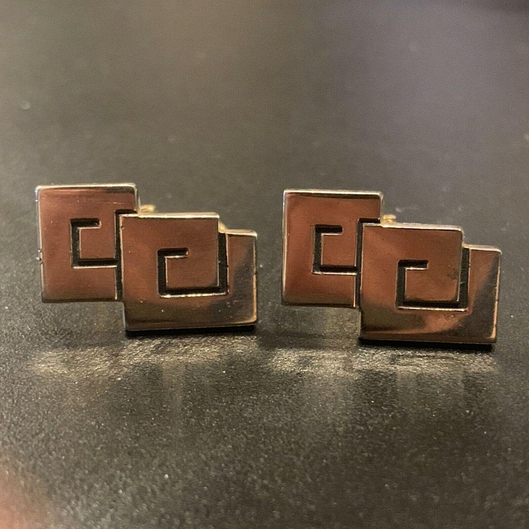 Swank Vintage Gold Tone Greek Key Cufflinks 7/8 - Etsy