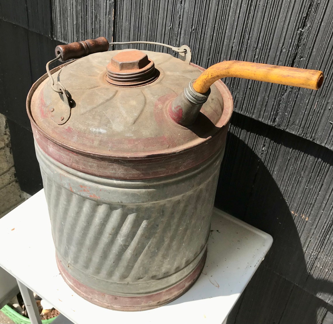 Vintage Galvanized Metal 5 Gallon Gasoline Can Gas Canister - Etsy