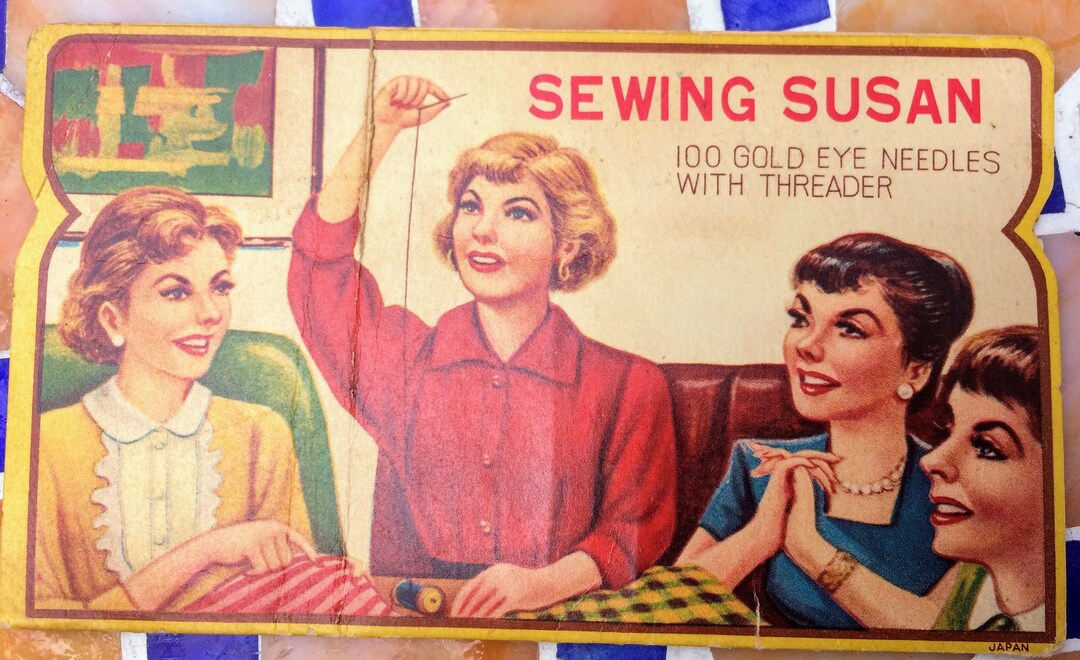 Vintage Sewing Susan 100 Gold Eye Needles With Threader - Etsy