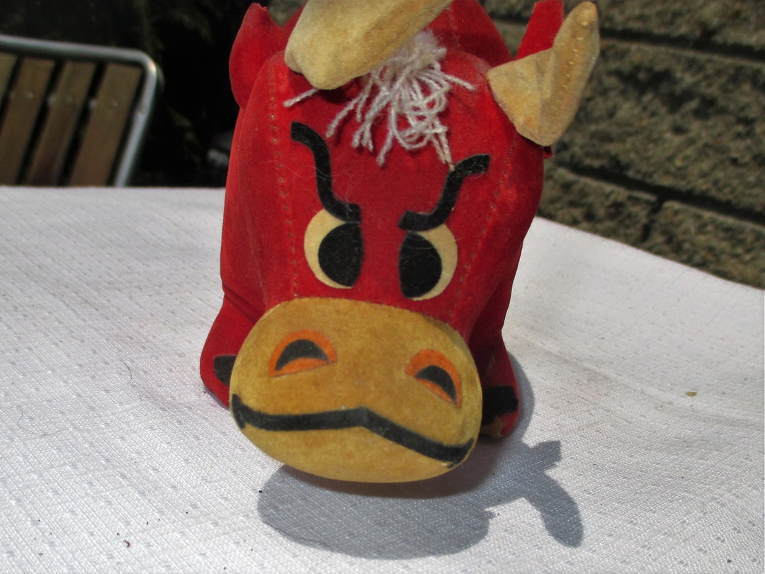 Angry Red Bull Dakin Dream Stuffed Velveteen Flocked Plush Toy - Etsy