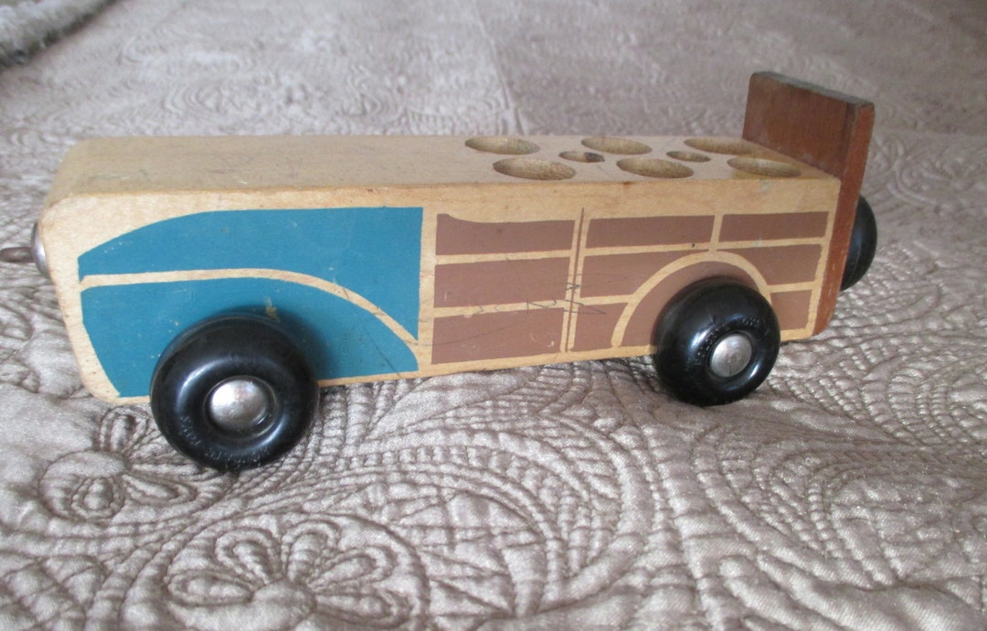 Vintage 1960s Wooden Toy Fire Truck Bus Van Vehicle - Etsy