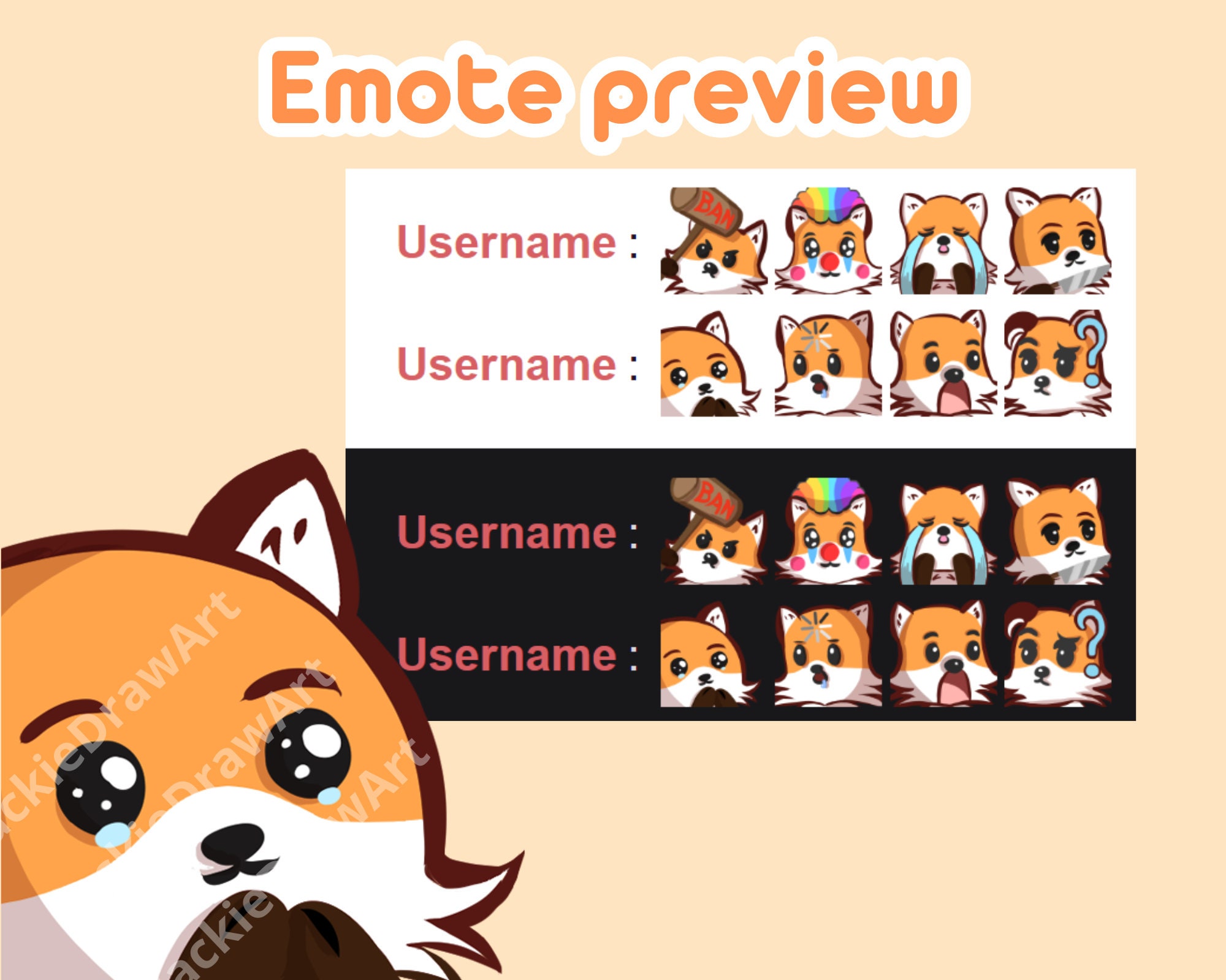Cute Fox Emotes for Twitch/discord, Etc. Set 2 - Etsy