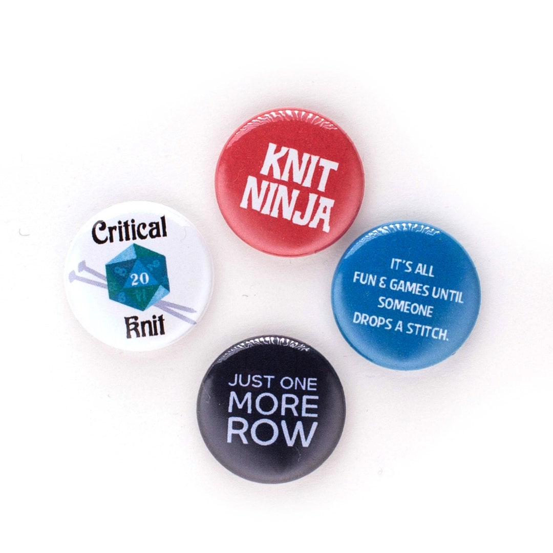 Knitting Pun Pinback Buttons: Knit Ninja, Critical Knit - Set of 4 - Etsy
