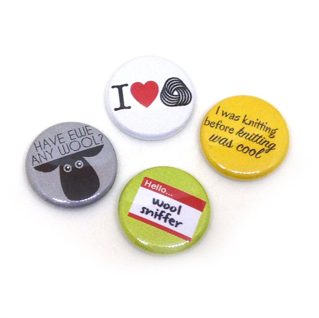 Wool Sniffer Pin Set, 1 Inch Pin Back Buttons, Mini Knitting Badges ...