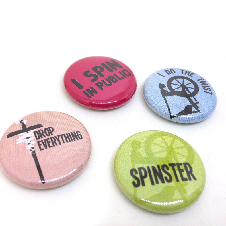 Hand Spinning Pins 1 Inch Pin Back Buttons Wool Badges Drop - Etsy