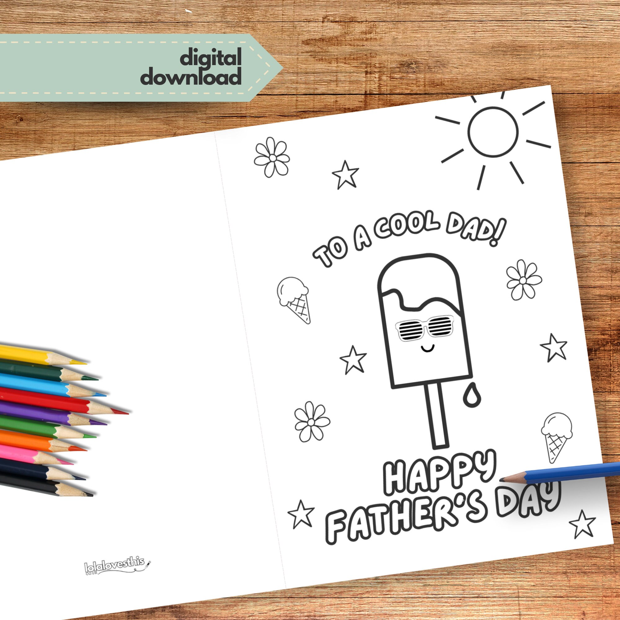 Fun Food Pun Dad Coloring Card, Printable Father's Day Gift, Instant ...